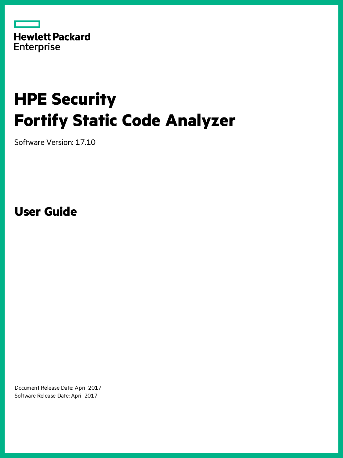 HPE Security Fortify Static Code Analyzer User Guide SCA 17.10