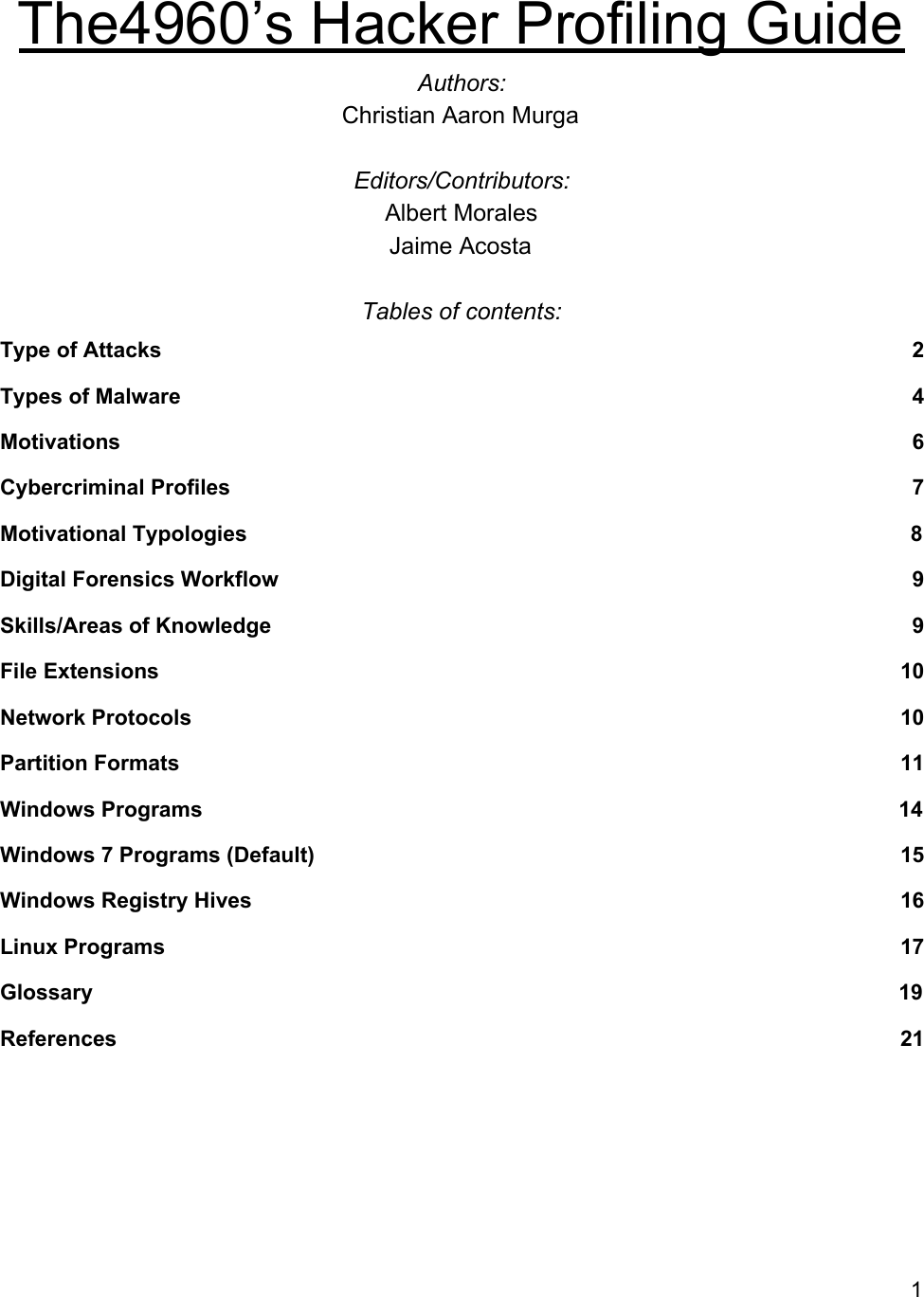 Hacker Profiling Guide