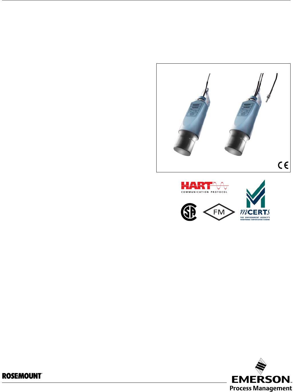 Hoja de Datos Transmisores Ultrasonicos Rosemount 3107 3108
