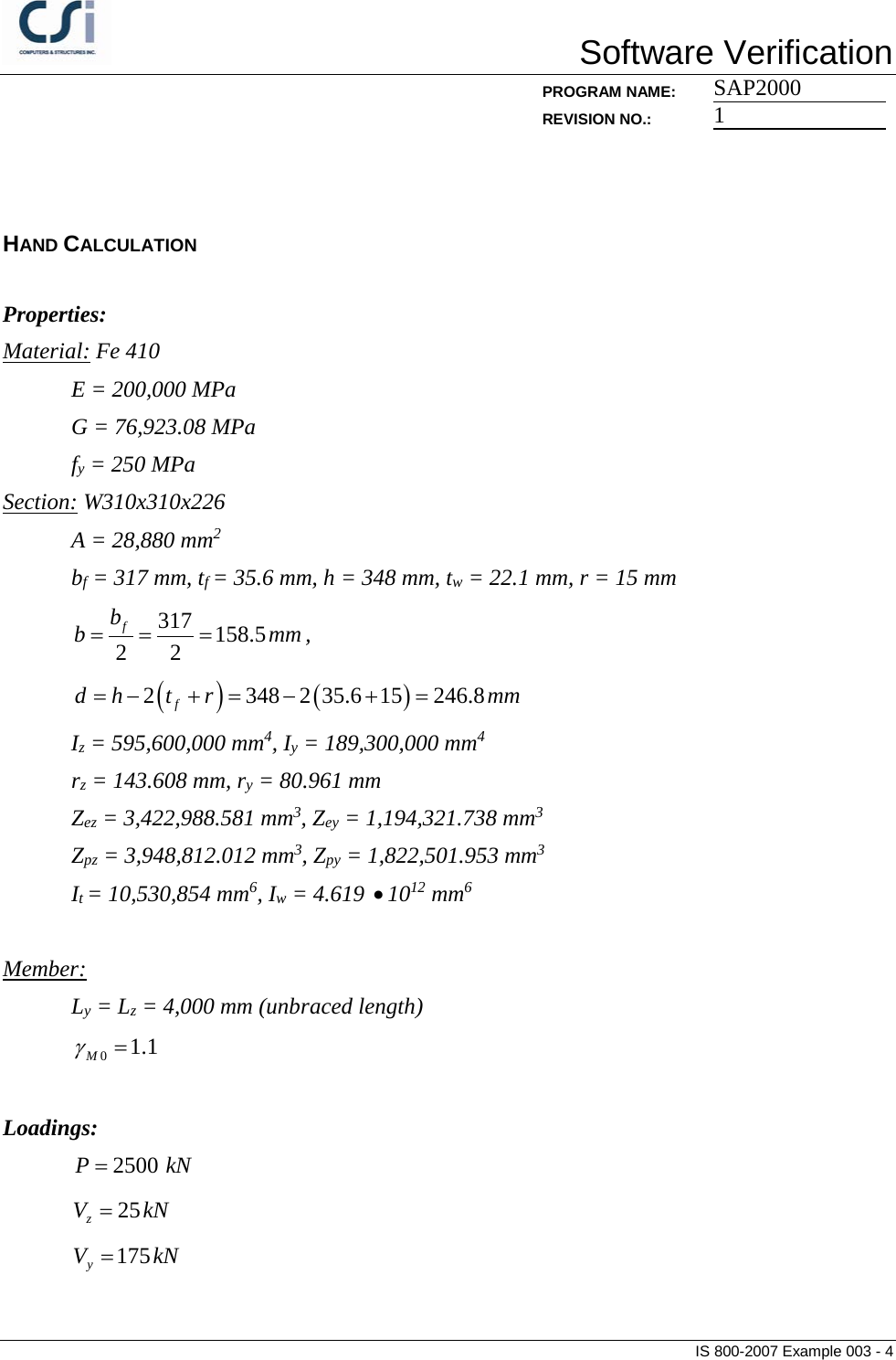 Contents IS 800 2007 Example 003