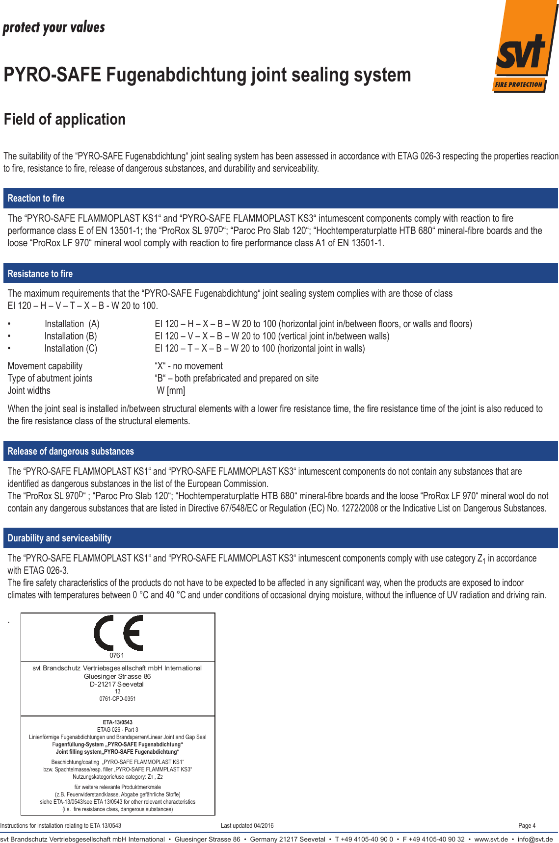 2015 04 Aktuelle Zahlen Fuge EI 120 GB Installation manual PYRO SAFE ...