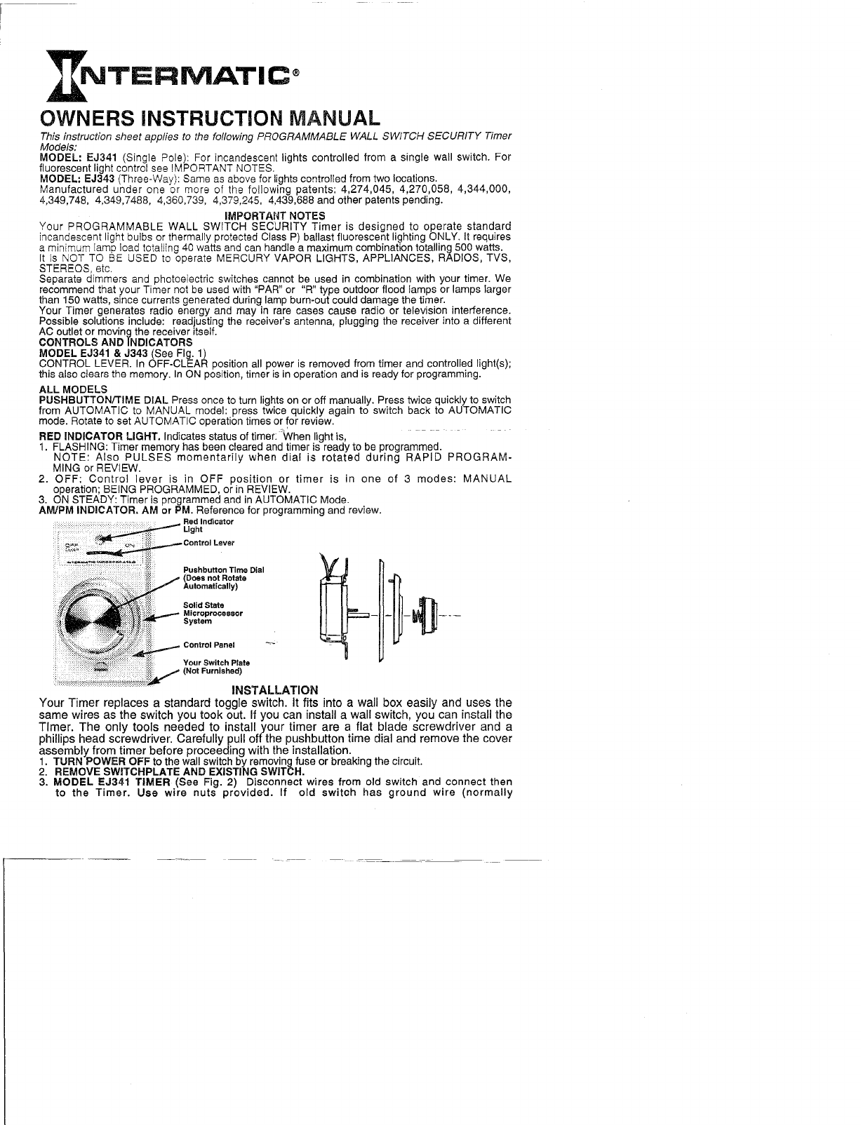 Intermatic Light Timer Ej351 Instructions | Shelly Lighting