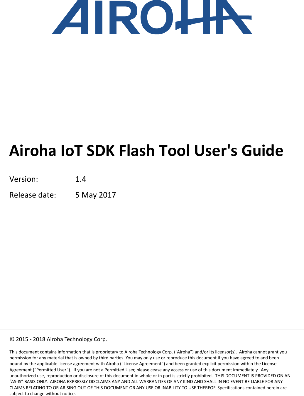 Airoha IoT SDK Flash Tool User's Guide Io T Users