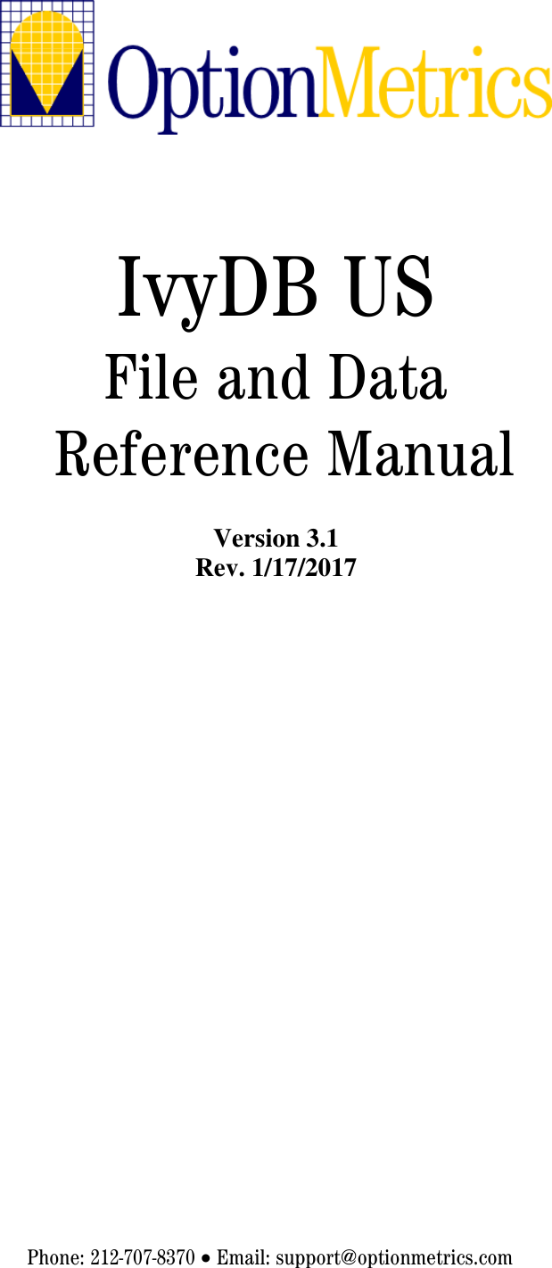 Position Ivy DB US Reference Manual