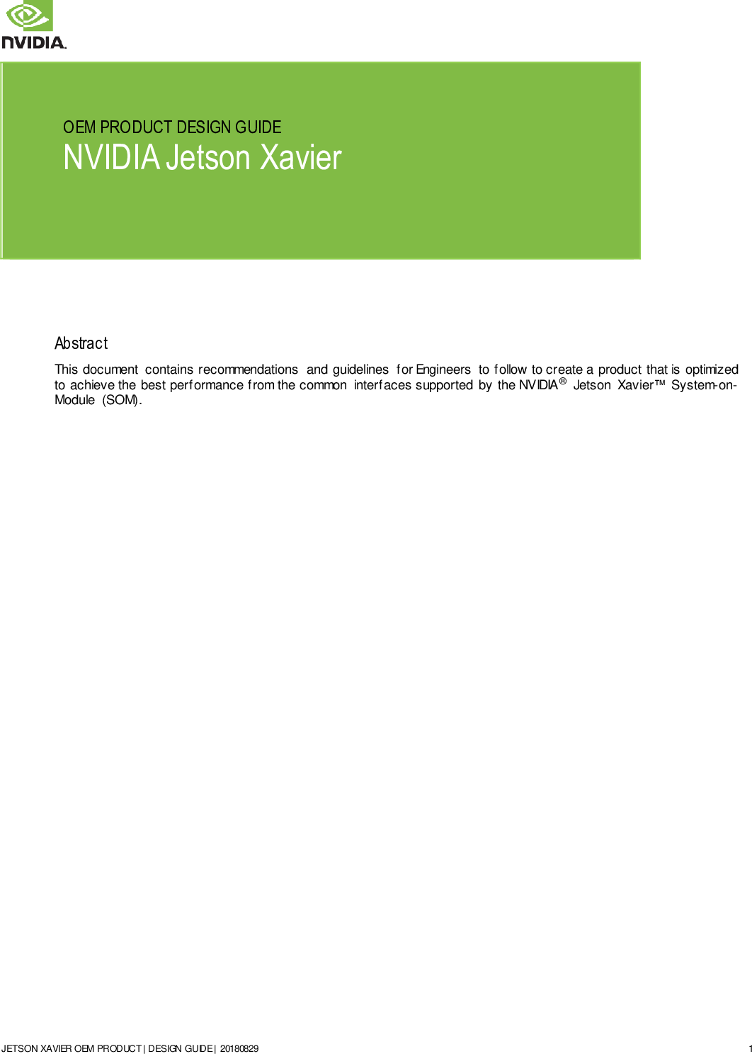 Jetson Xavier OEM Product Design Guide