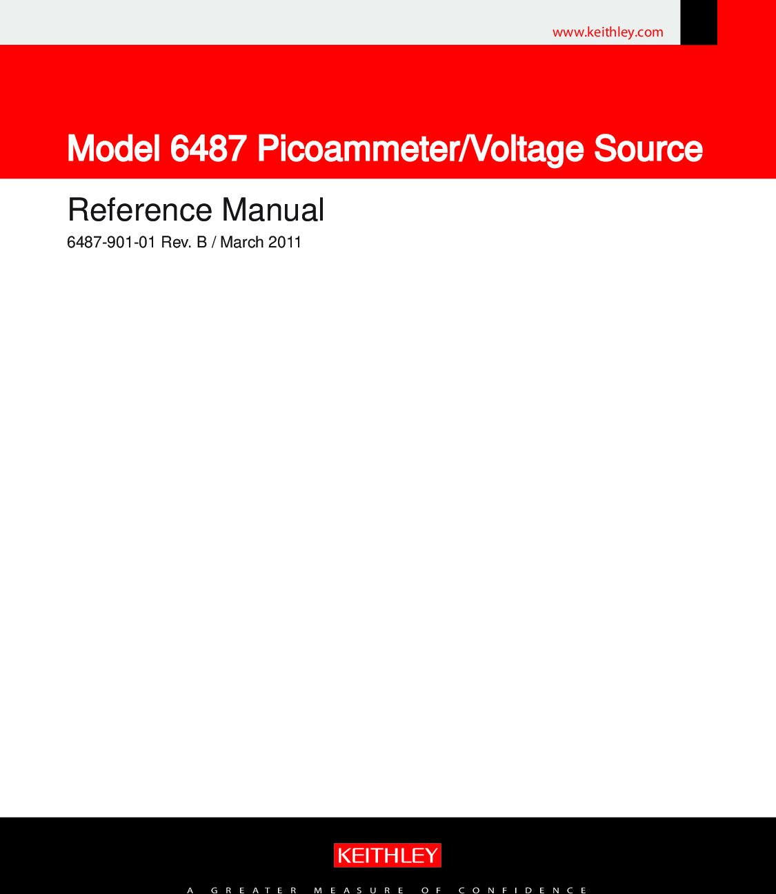 6487 Picoammeter/Voltage Source Keithley Manual