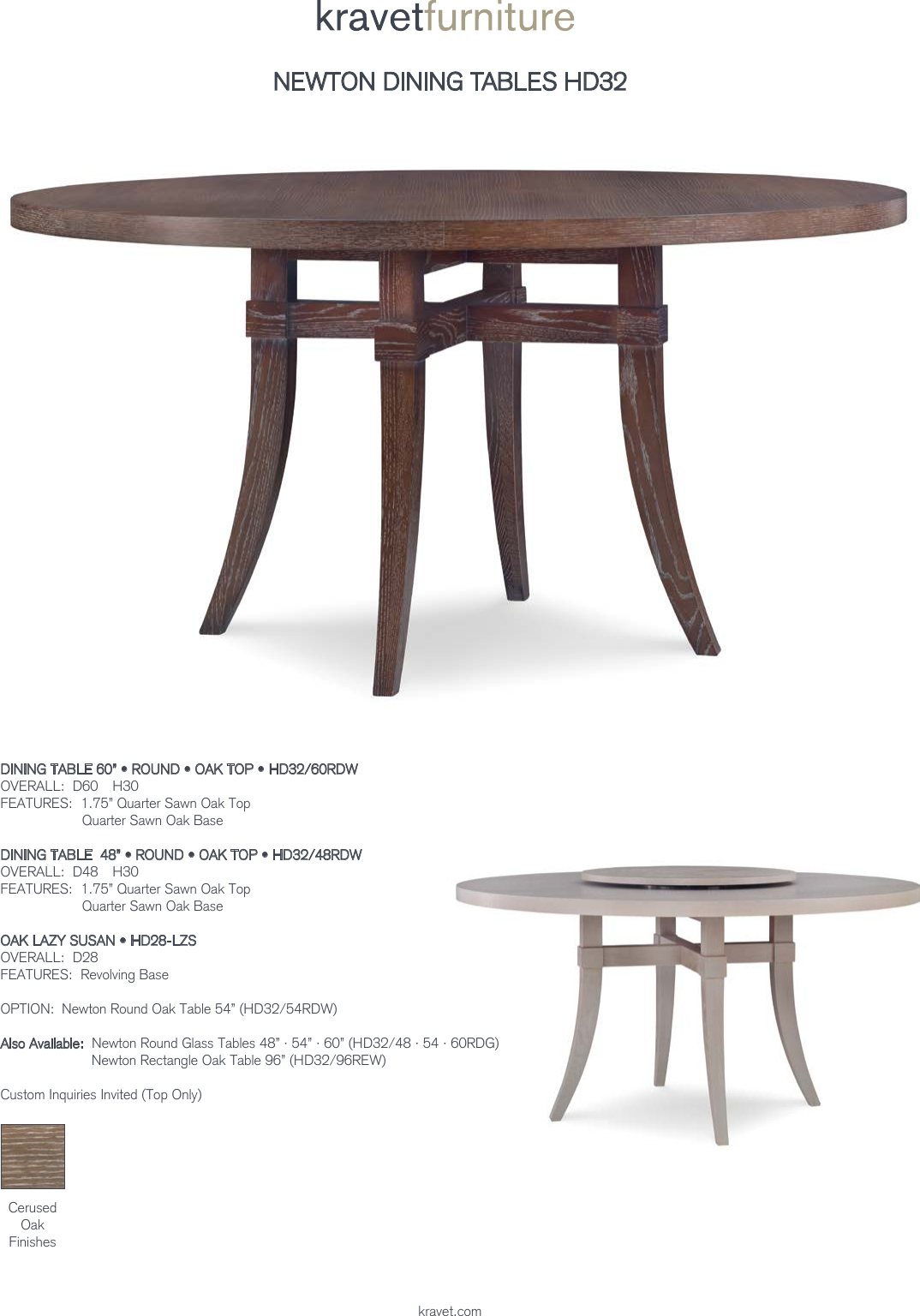 Kravet Newton Rounddining Table Wood Tearsheet