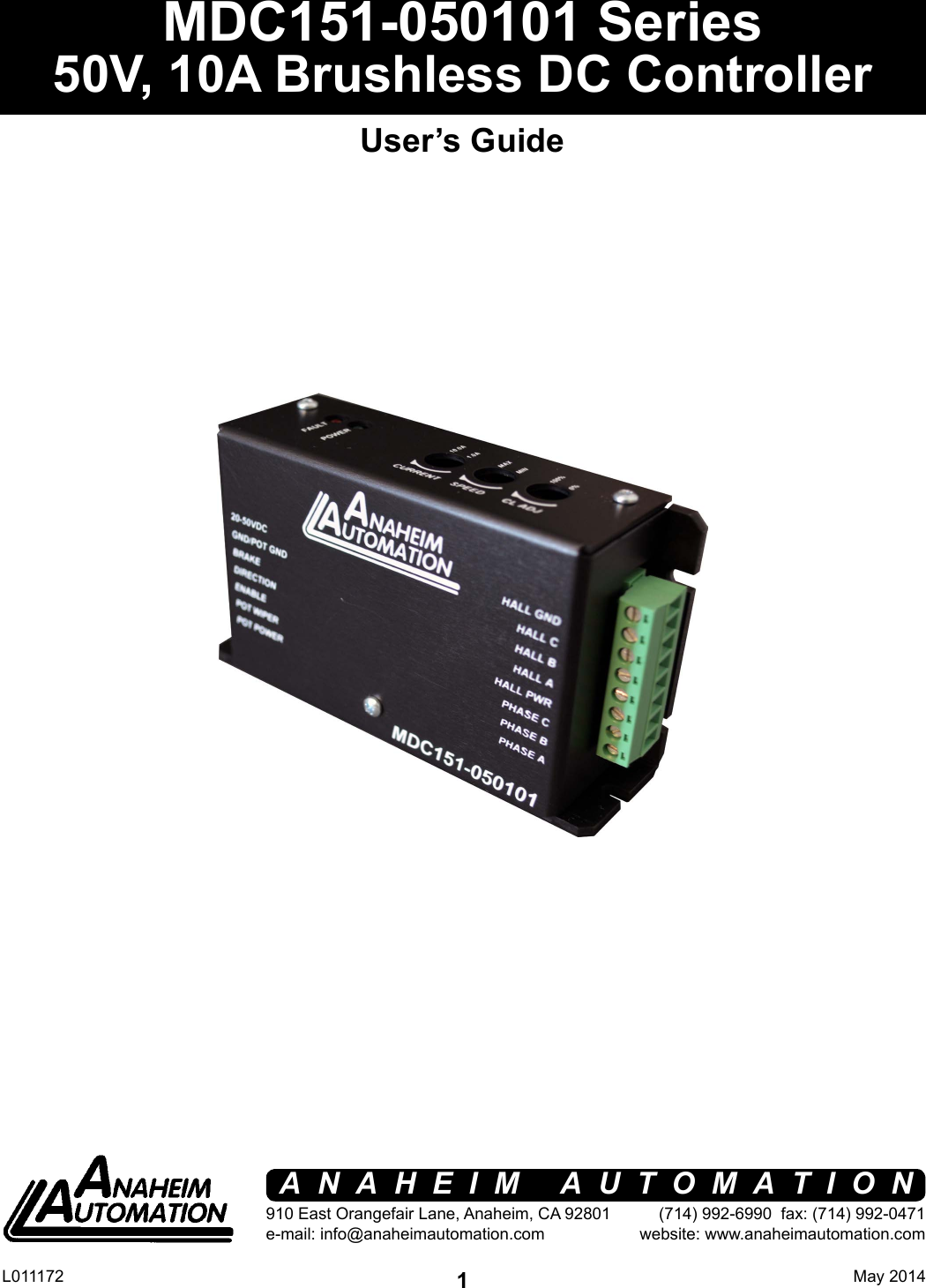 L011172 MDC151 050101 Users Guide