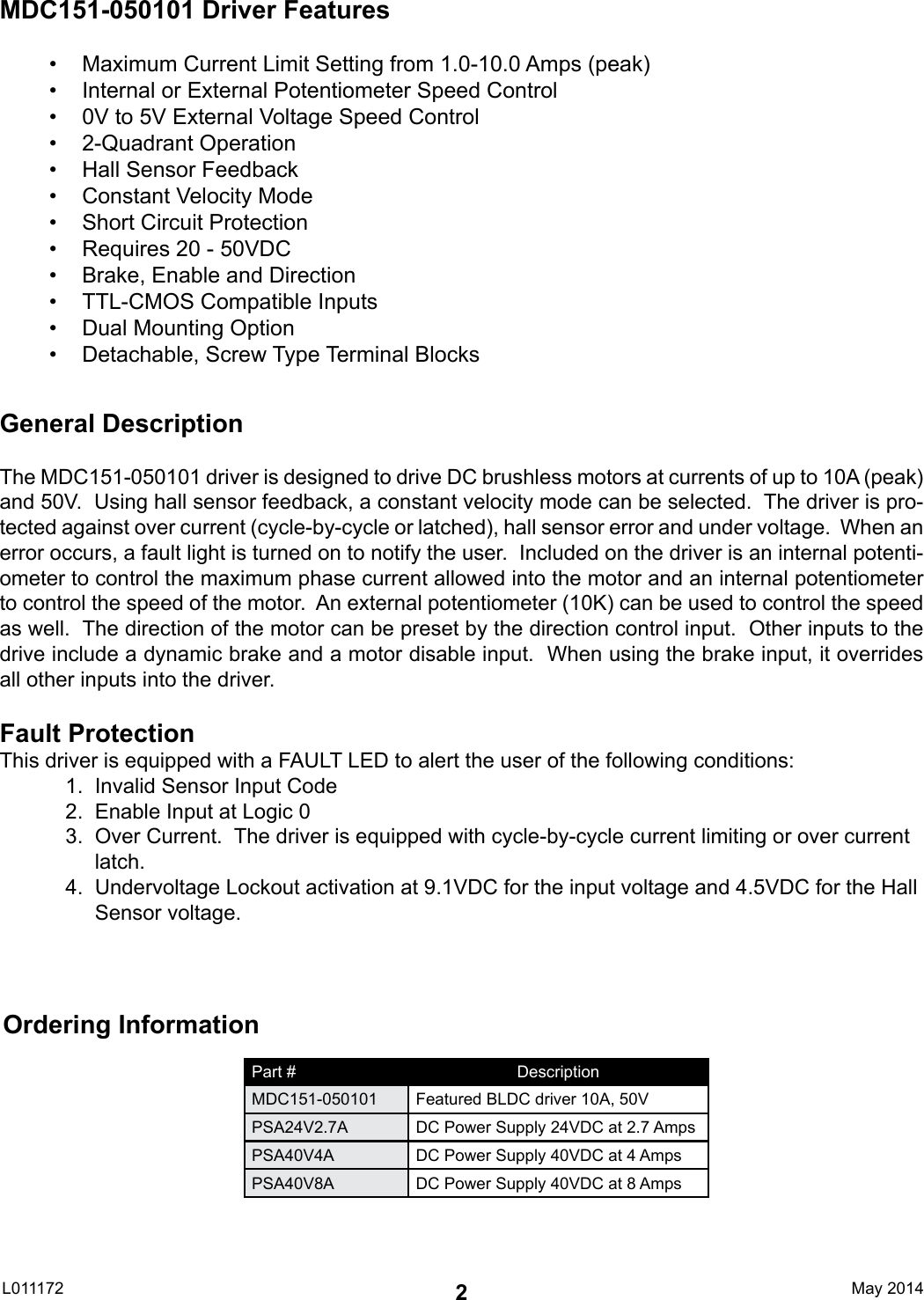 L011172 MDC151 050101 Users Guide