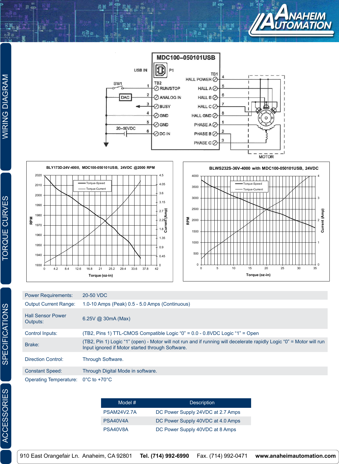 L011219 MDC100 050101USB Spec Sheet