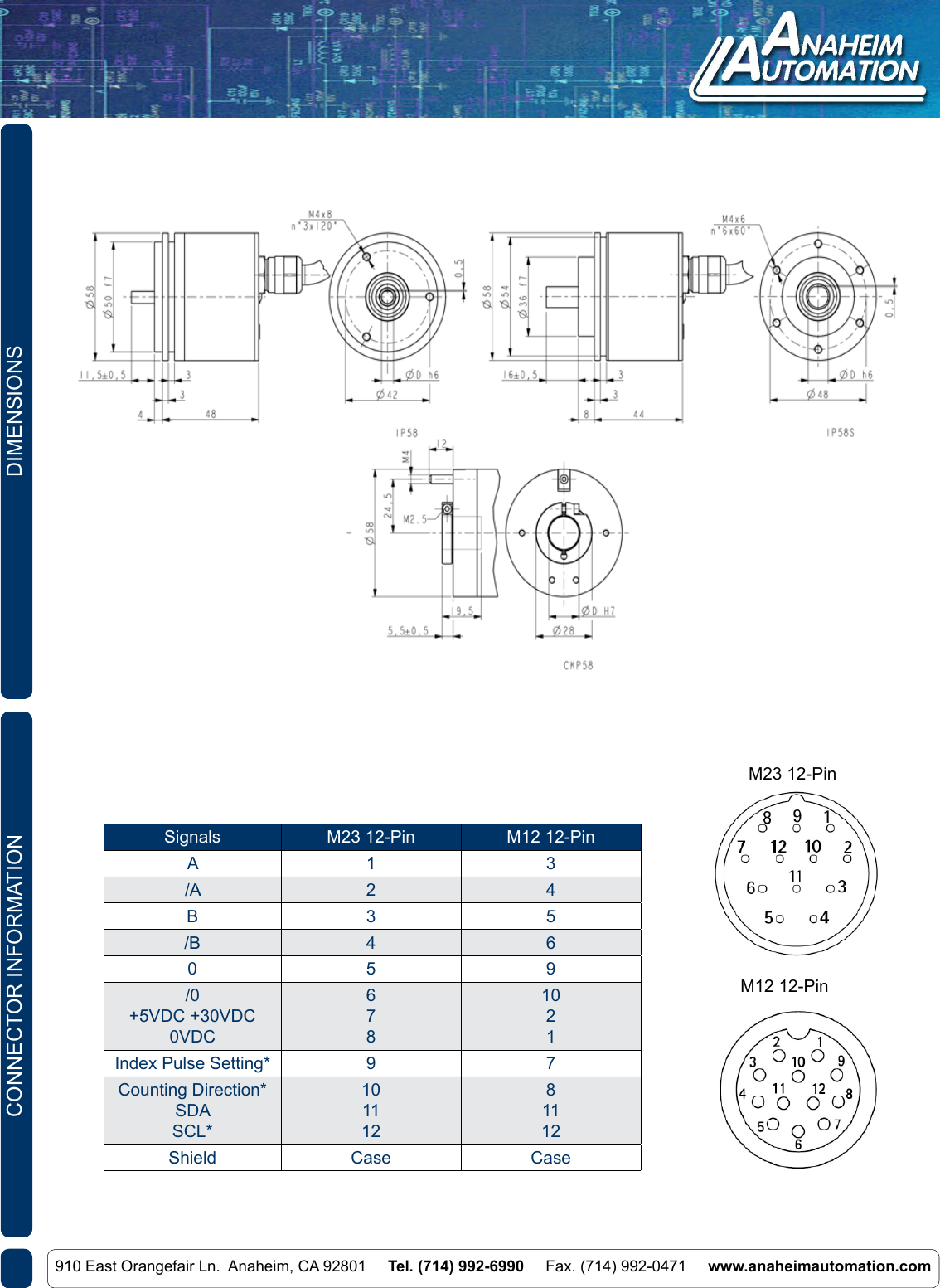 L011520 IP58 58S CKP58 Spec Sheet