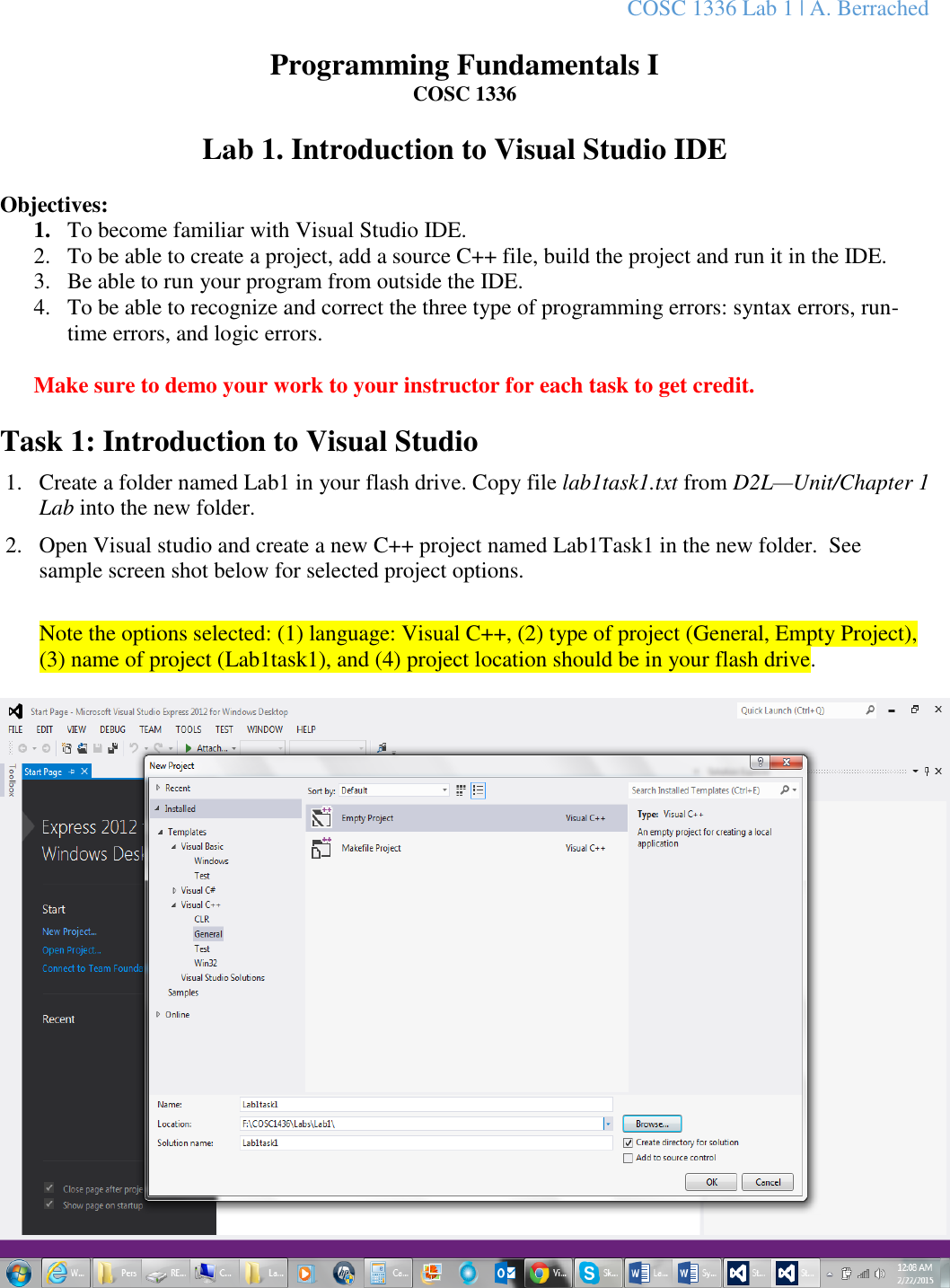 COSC 1336 Lab 1 INSTRUCTIONS