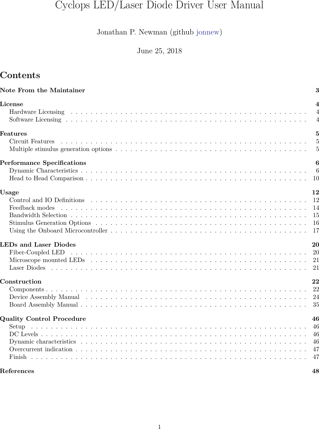 Cyclops LED/Laser Diode Driver User Manual