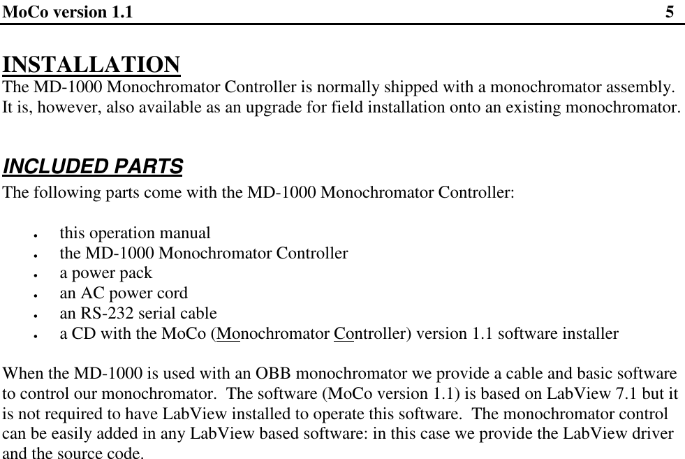 MD 1000 Monochromator Controller Op Manual OBB Rev G Autocal