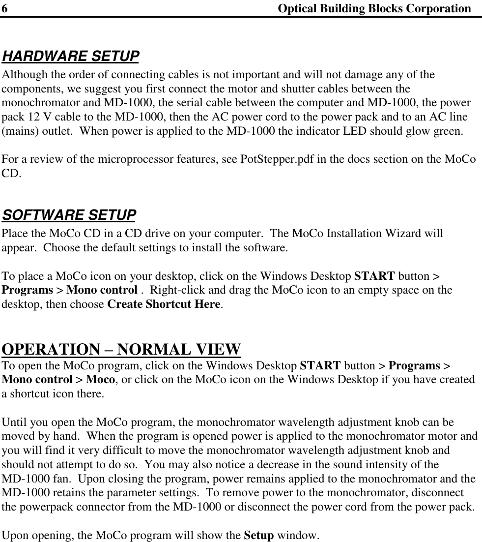 MD 1000 Monochromator Controller Op Manual OBB Rev G Autocal