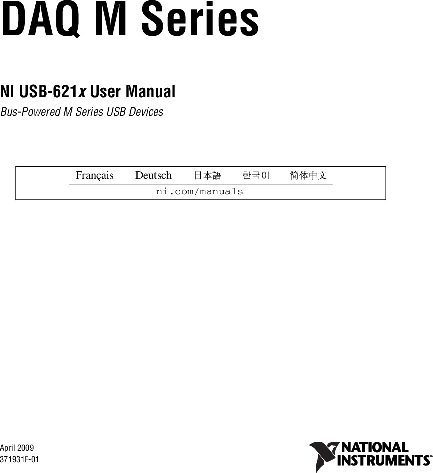NI USB 621x User Manual