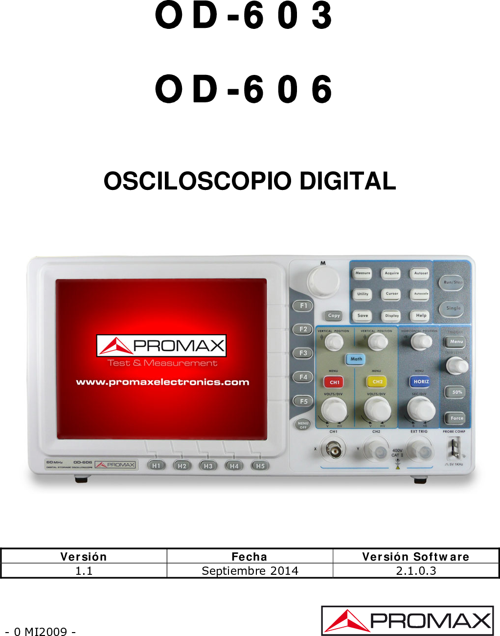 Manual De Instrucciones OD 603 / 606 (osciloscopio Digital) Osciloscopio