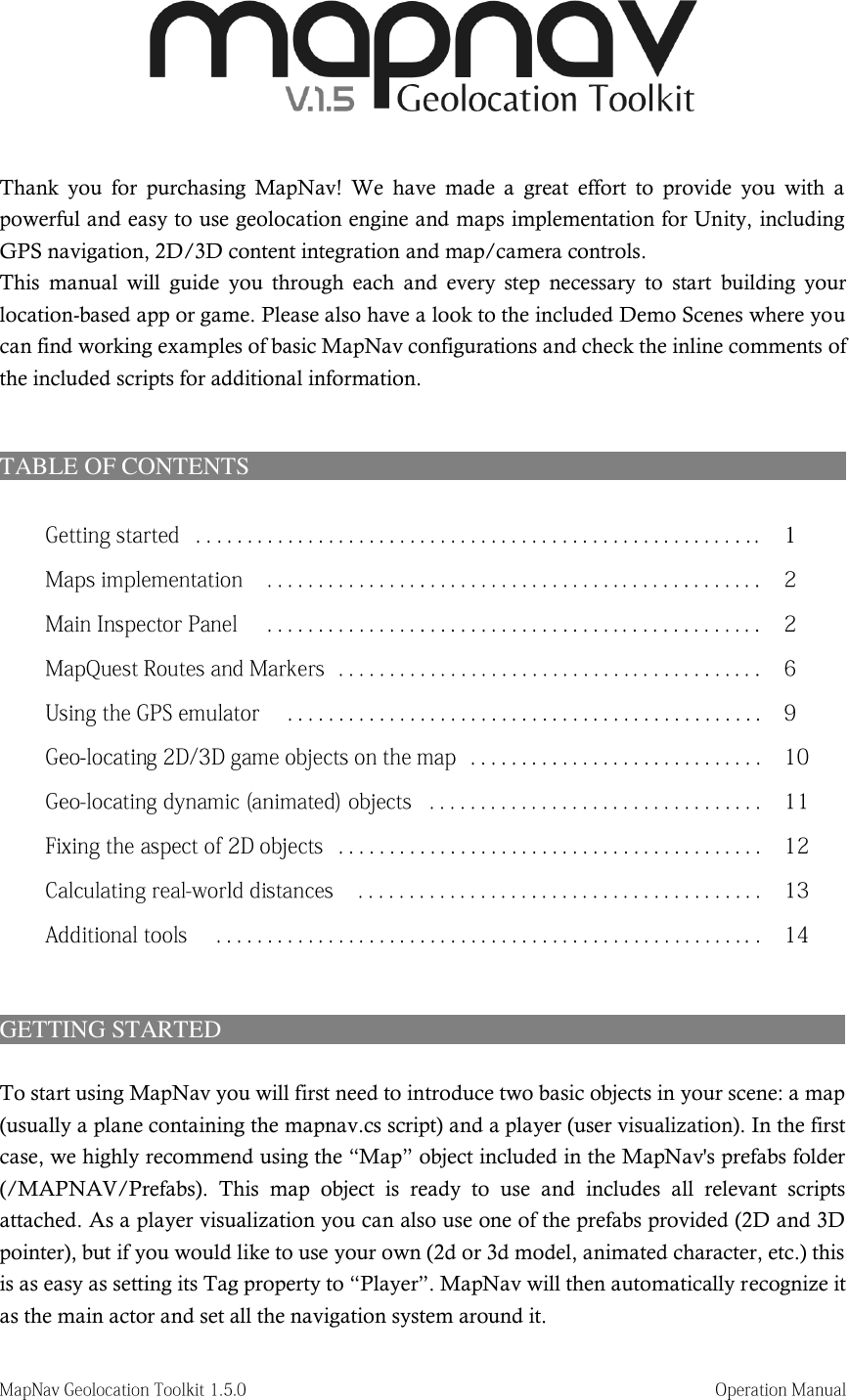 Map Nav 1.5.0 Operation Manual