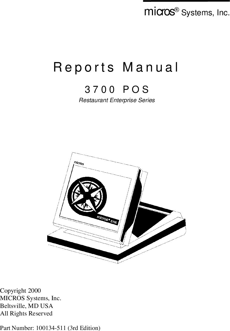 Micros 3700 Reports Manual