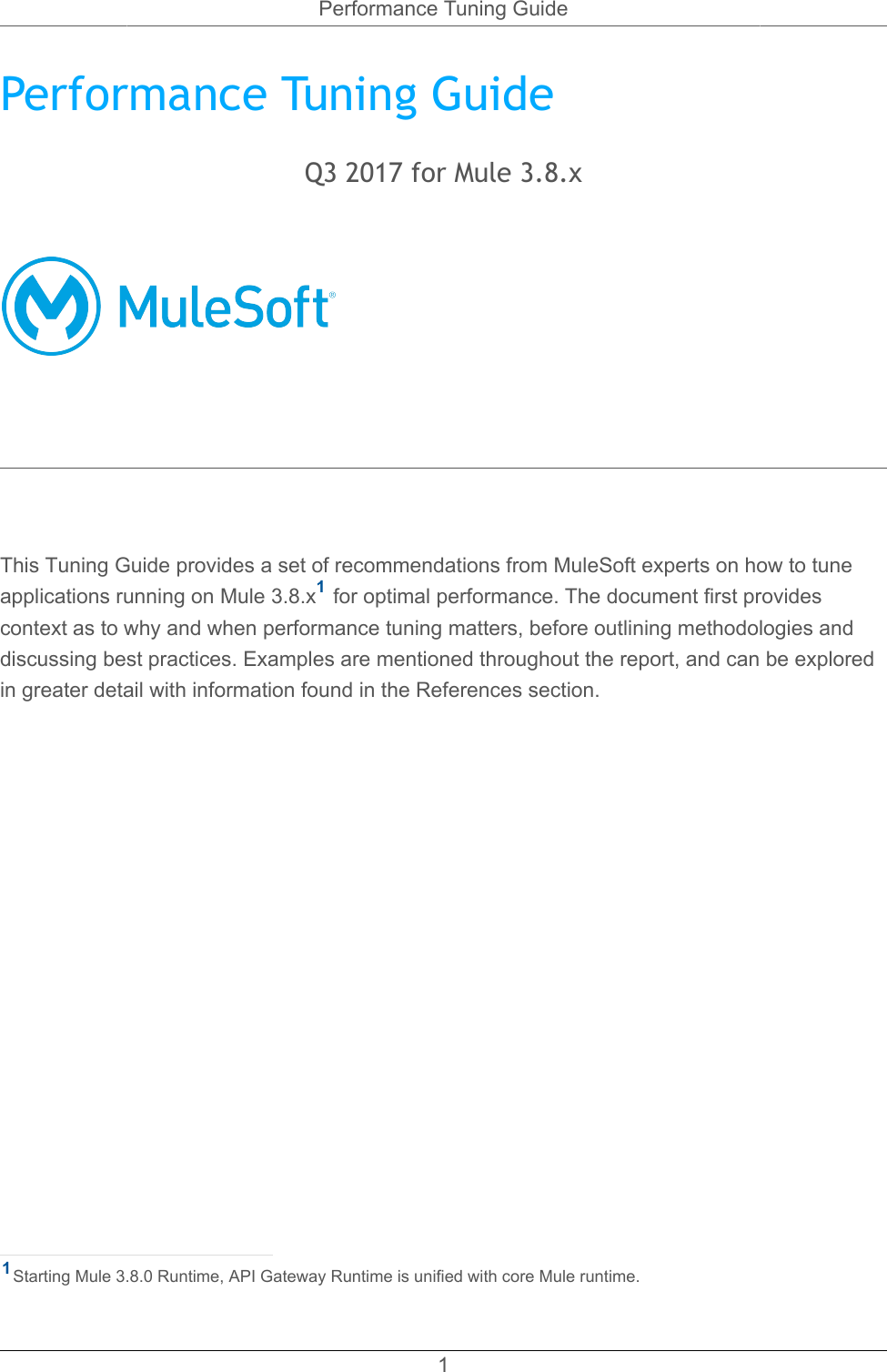 Performance Tuning Guide Mule 3.8.x Resource