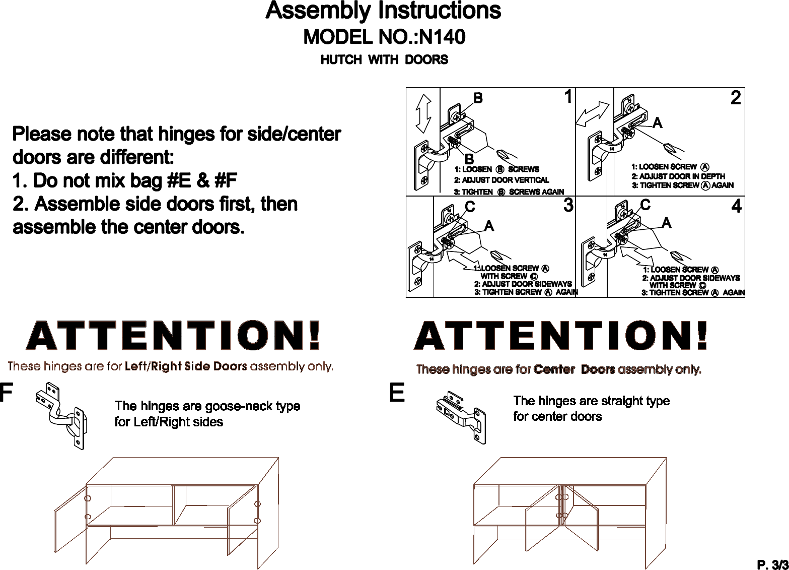 ASSEMBLY INSTRUCTIONS N140