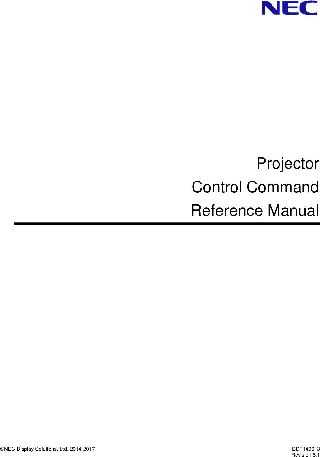 NEC External Control Manual english