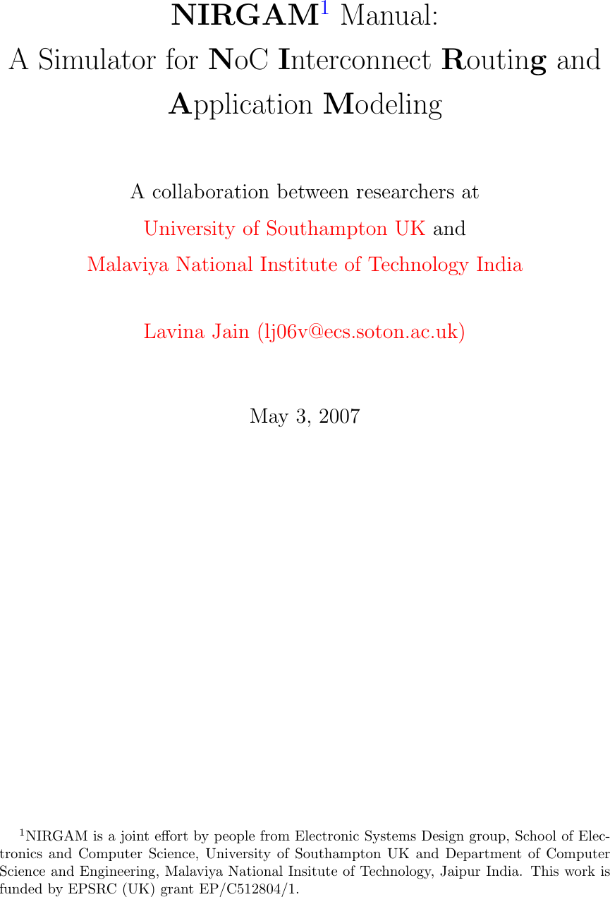 NIRGAMNIRGAM Is A Joint Effort By People From Electronic Systems Design ...