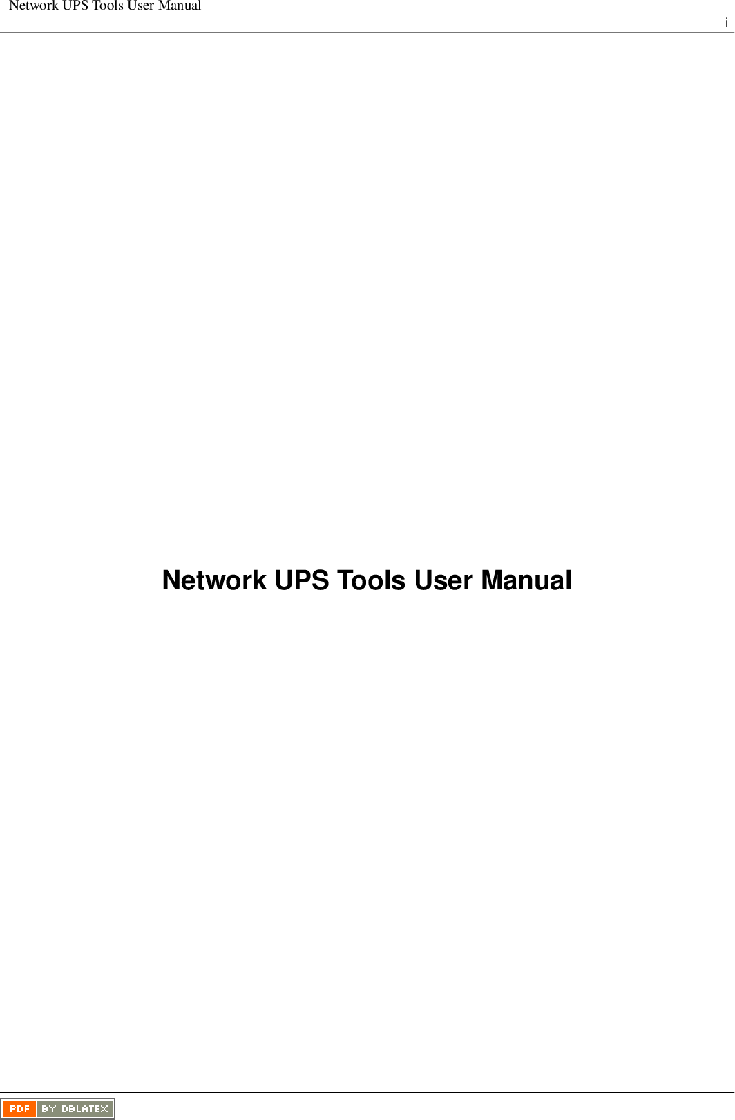 Network UPS Tools User Manual NUT