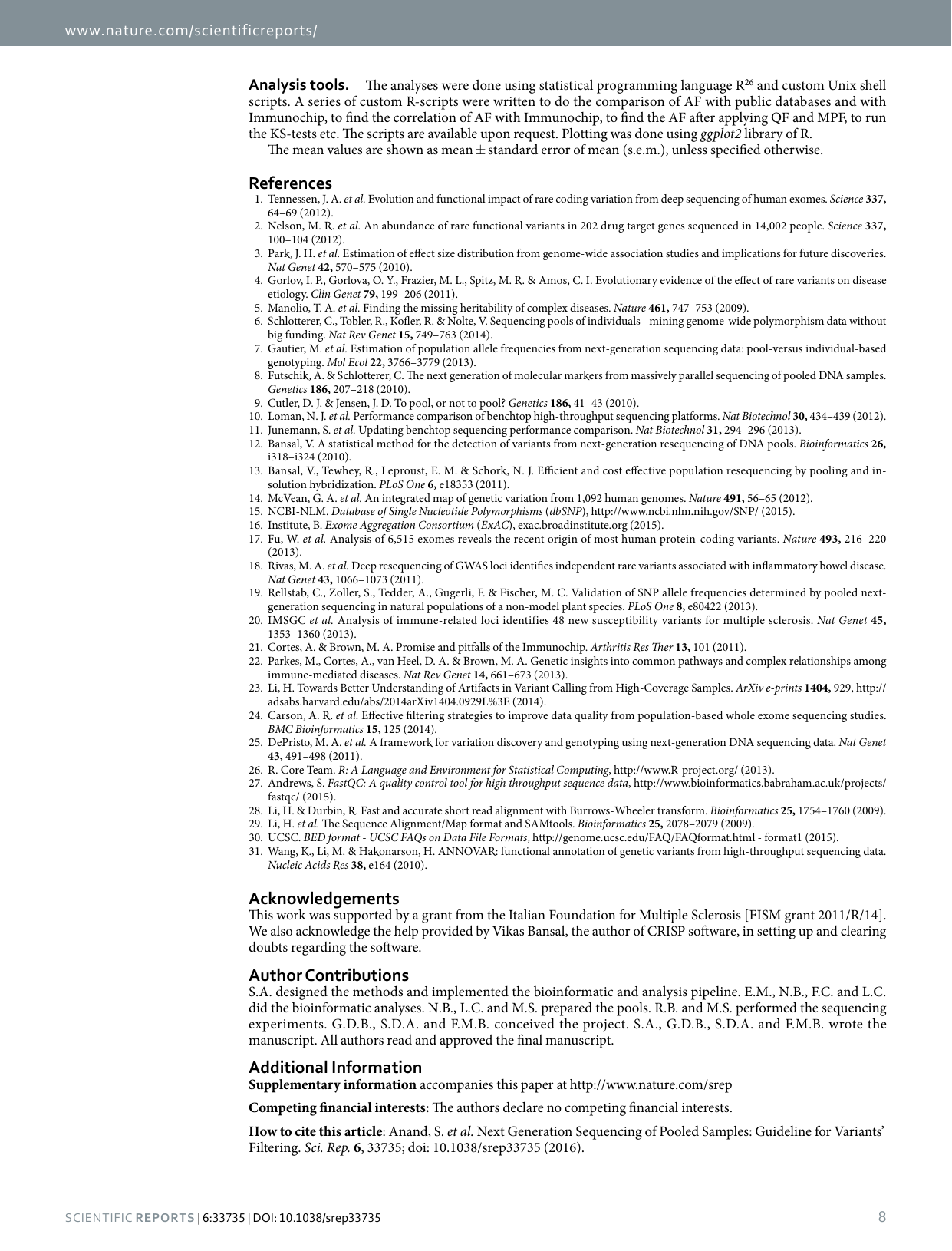 Next Generation Sequencing Of Pooled Samples Guideline For Variants Filtering Samples Guide