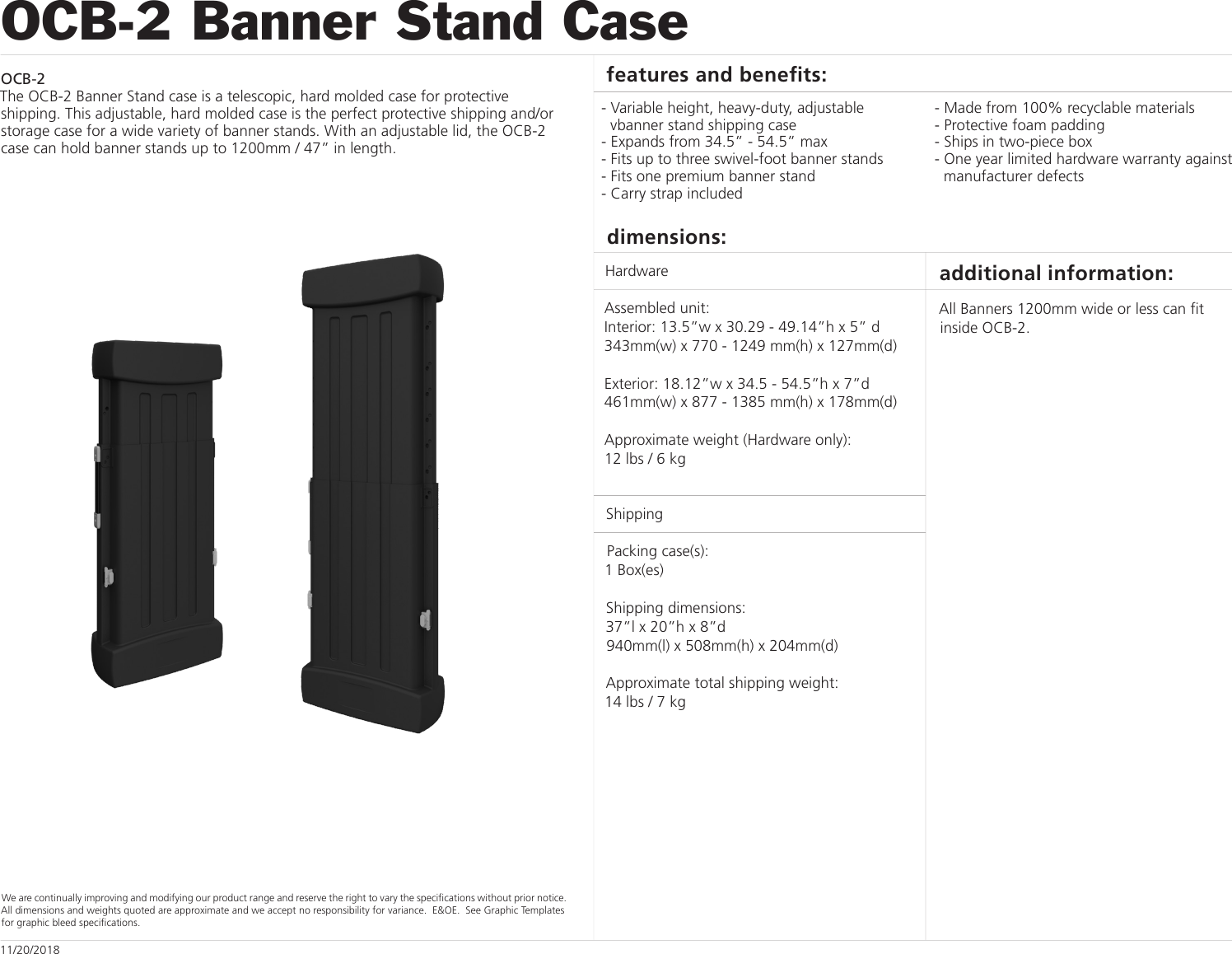 OR HC OCB banner expandable shipping case setup instructions