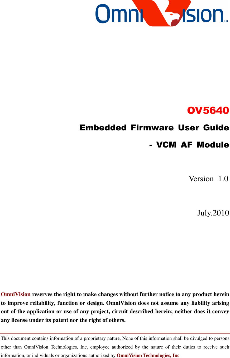 OV5640 Firmware User Guide_V1.0_ Guide(V1.0)