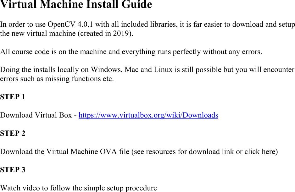 Install Instructionsx Open CV4 Instructions Windows Max Linux Updated