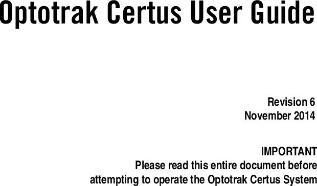 IL 1070106 Certus And Investigator Optotrak User Guide Rev 6(IL 1070106)