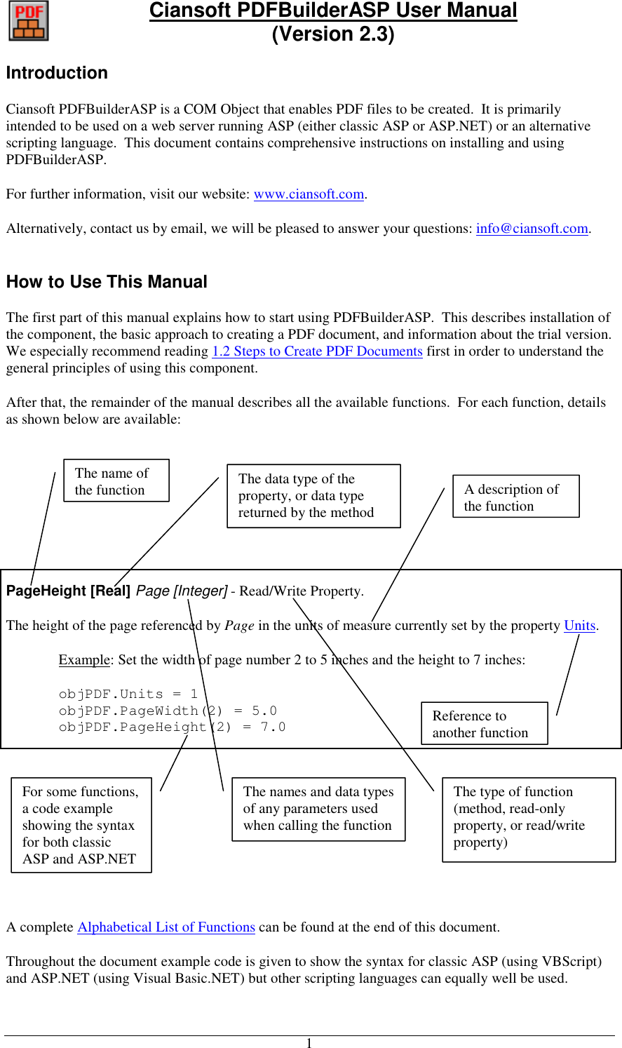 PDFBuilderASP Instructions PDFBuilder ASP User Manual