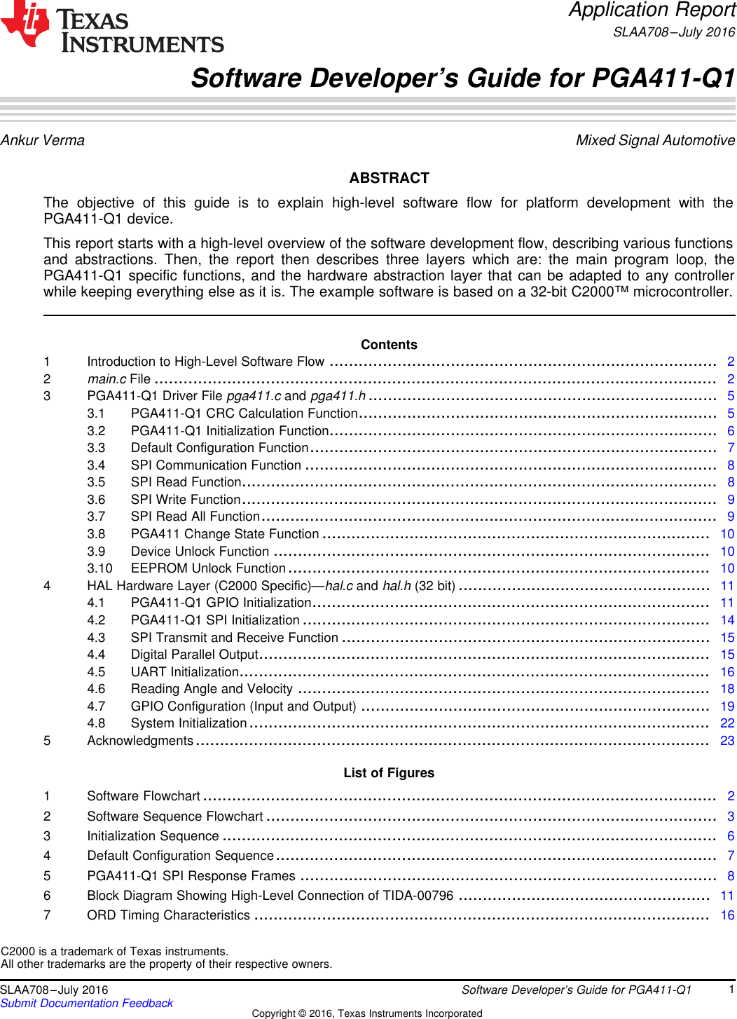 Software Developer’s Guide For PGA411 Q1 SW