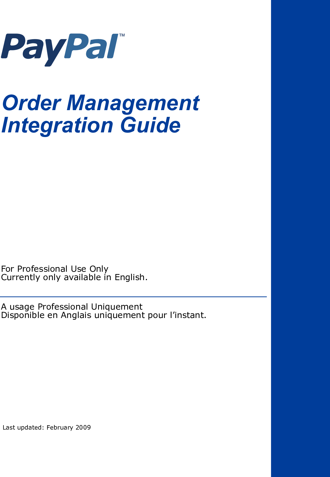 PayPal Order Management Integration Guide PP Mgmt