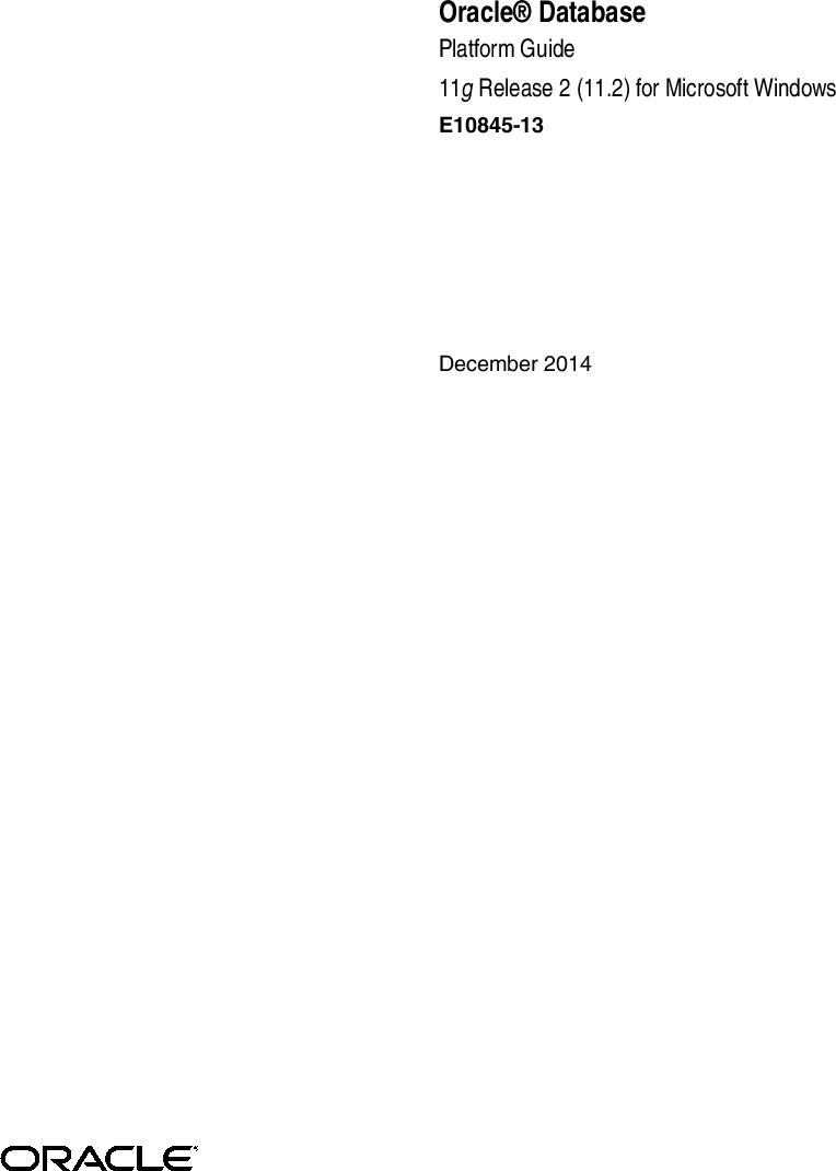 Oracle Database Platform Guide For Windows