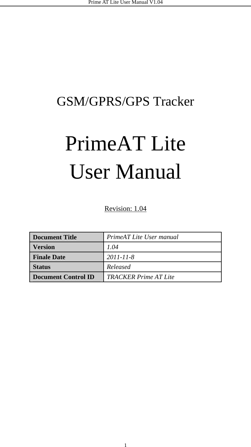 AIR2011 Interface Protocol Prime AT Lite User Manual V1.04