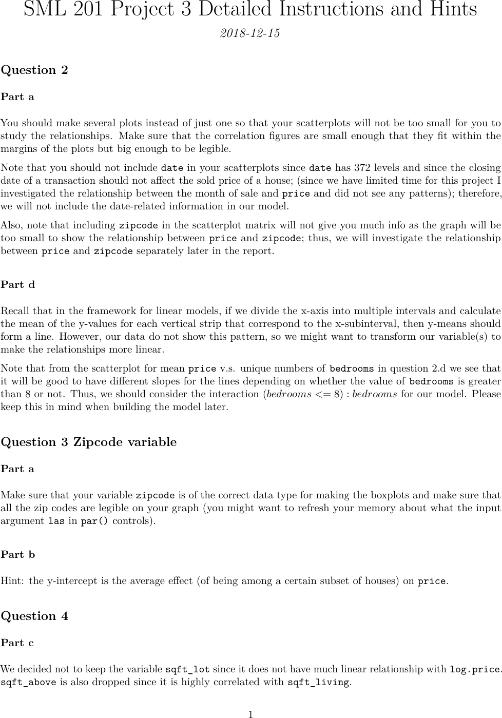 SML 201 Project 3 Detailed Instructions And Hints