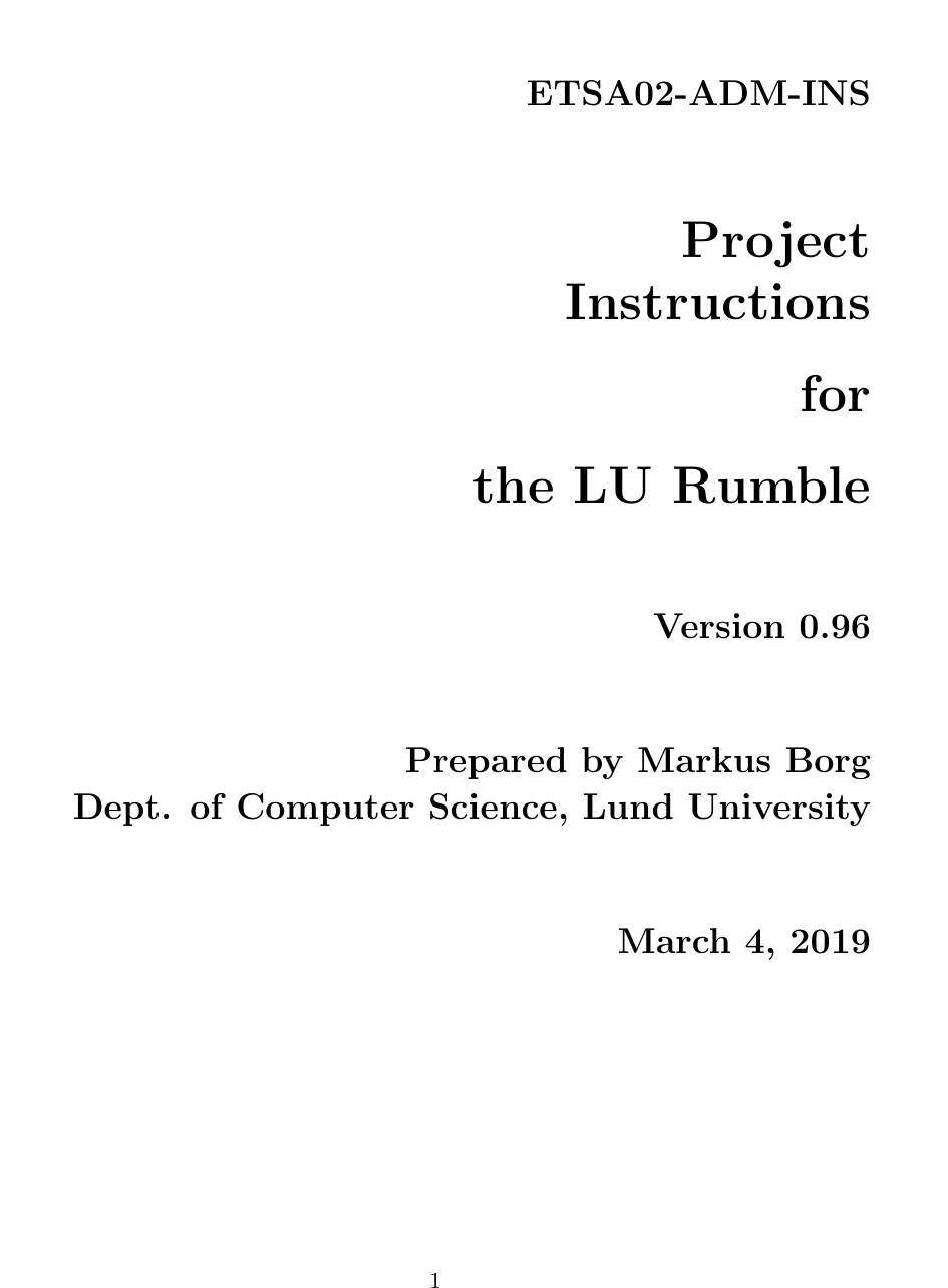 Project Instructions For The LU Rumble