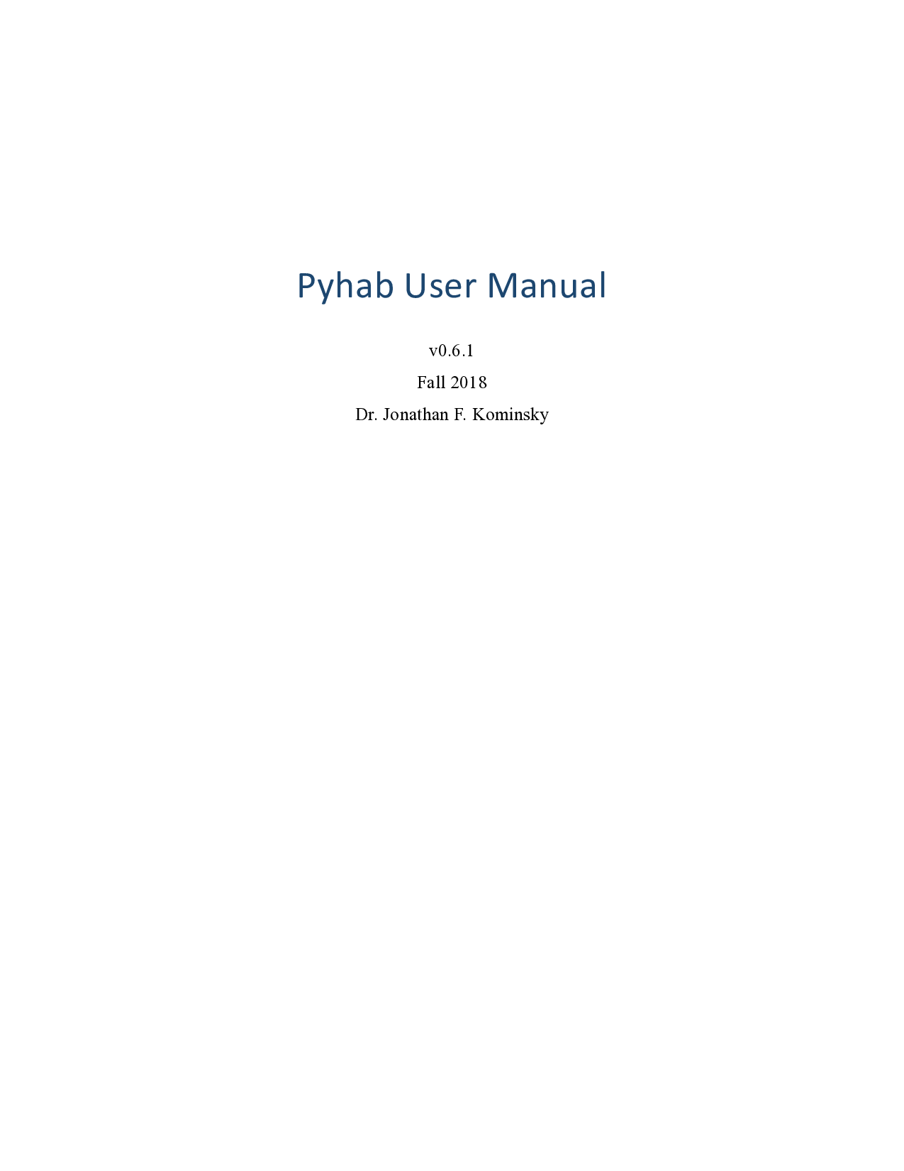 Py Hab User Manual