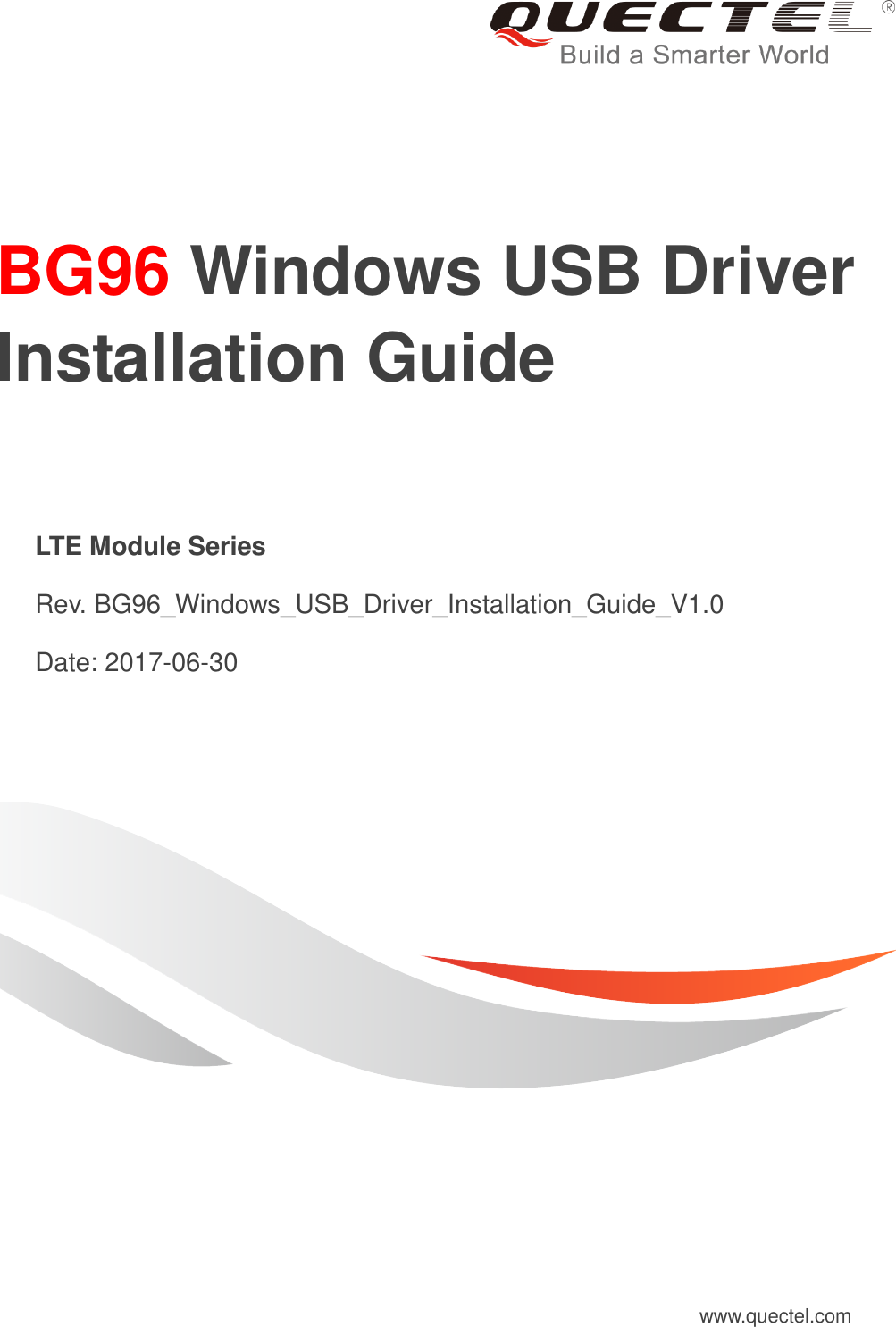 Quectel BG96 Windows USB Driver Installation Guide V1.0
