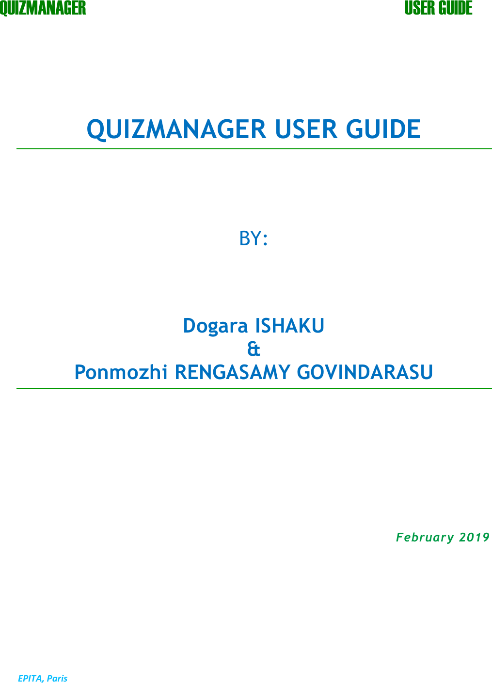 Quiz Manager User Guide