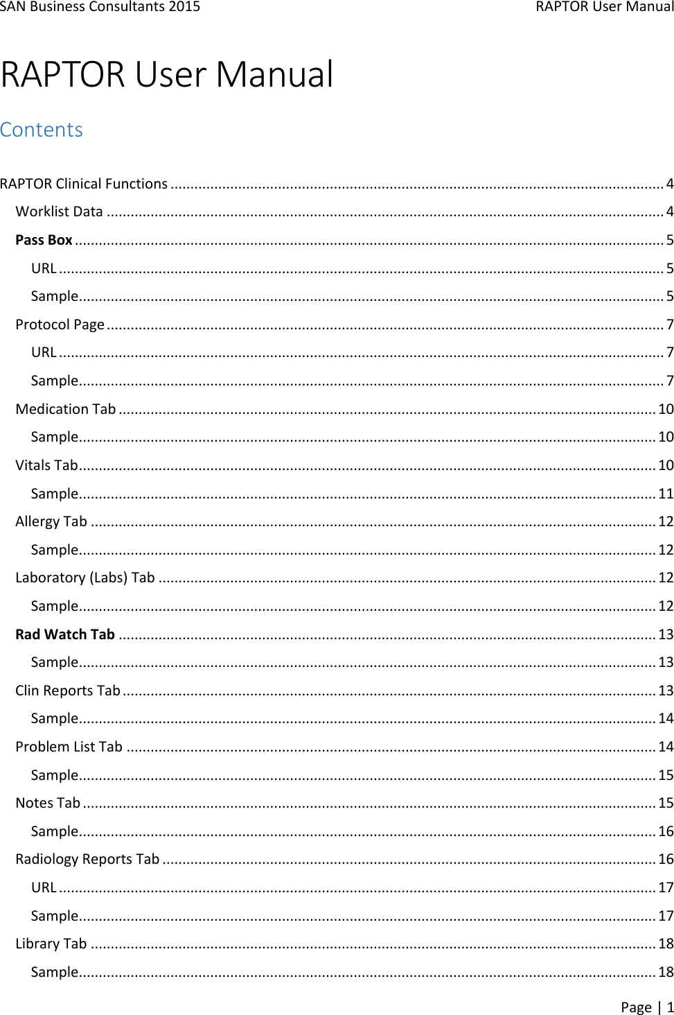 RAPTOR User Manual Clinical