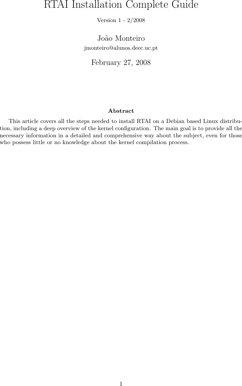RTAI Installation Guide