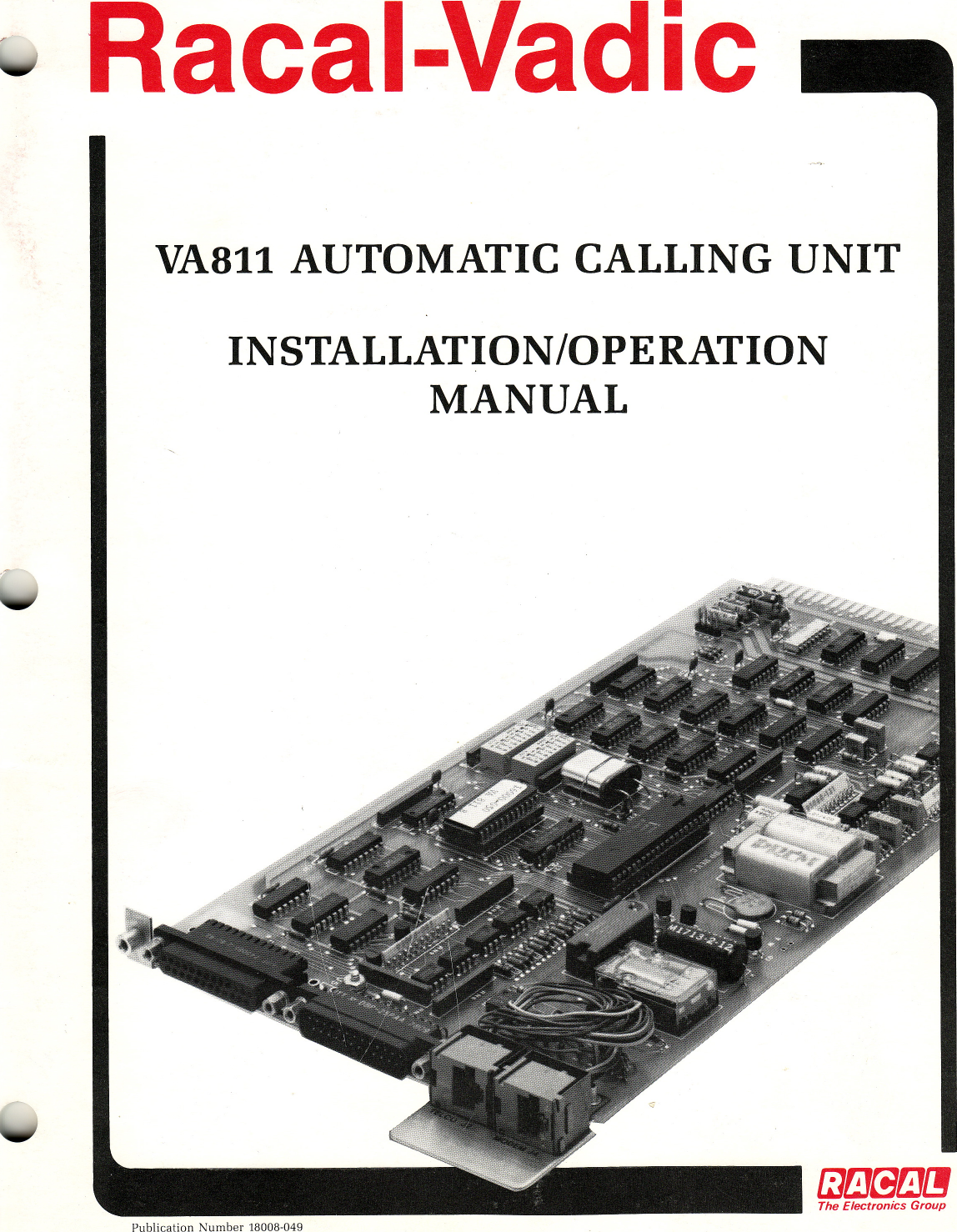 Racal Vadic_18008 049_VA811_Automatic_Calling_Unit_Installation ...
