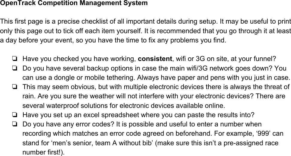 Race Recording Instructions