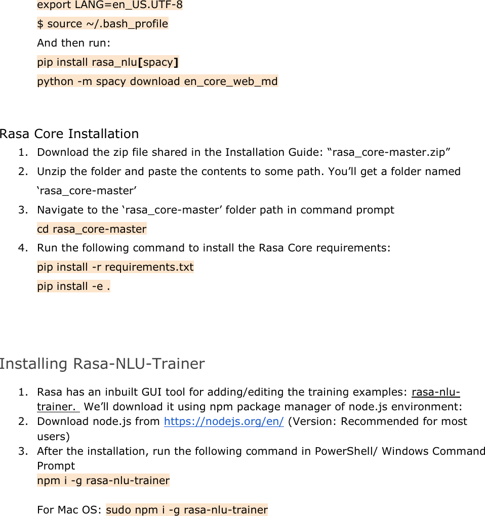 Rasa Installation Guide