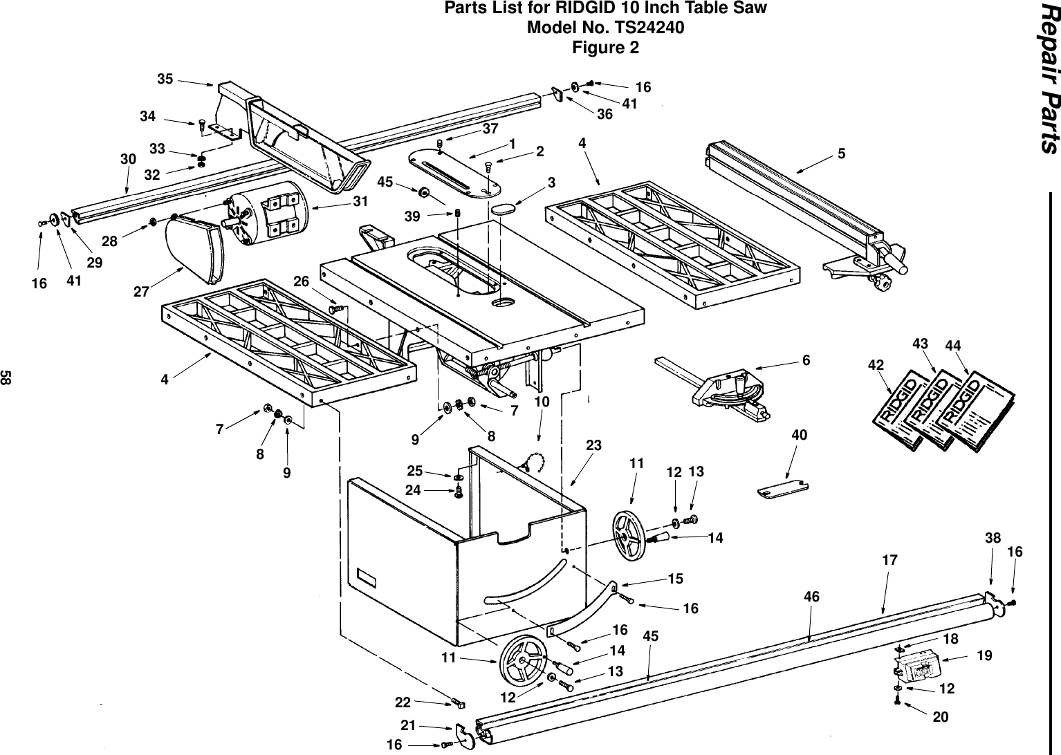 Ridgid Ts2424 Table Saw Parts at Fernando Ward blog