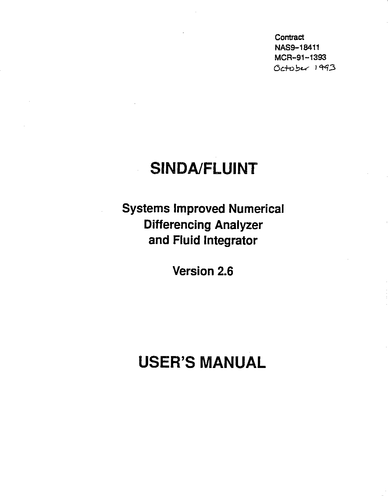 SINDA FLUINT USERS MANUAL